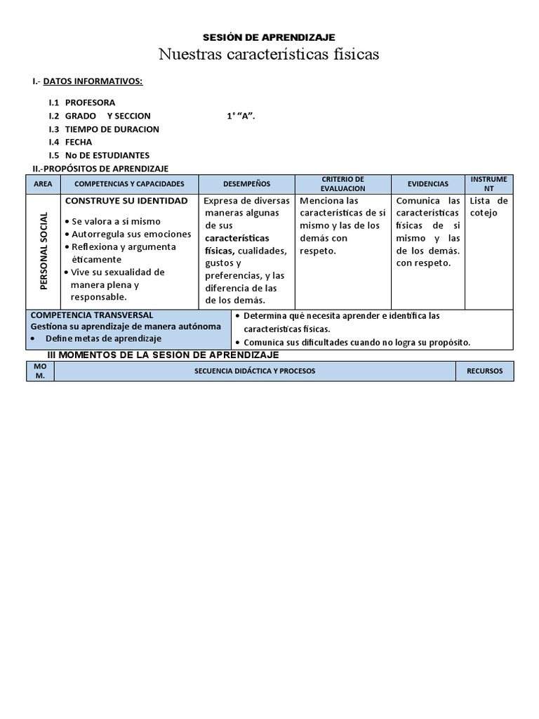 Sesion de Personal Social | PDF | Aprendizaje | Evaluación Sesion de Personal Social | PDF | Aprendizaje | Evaluación