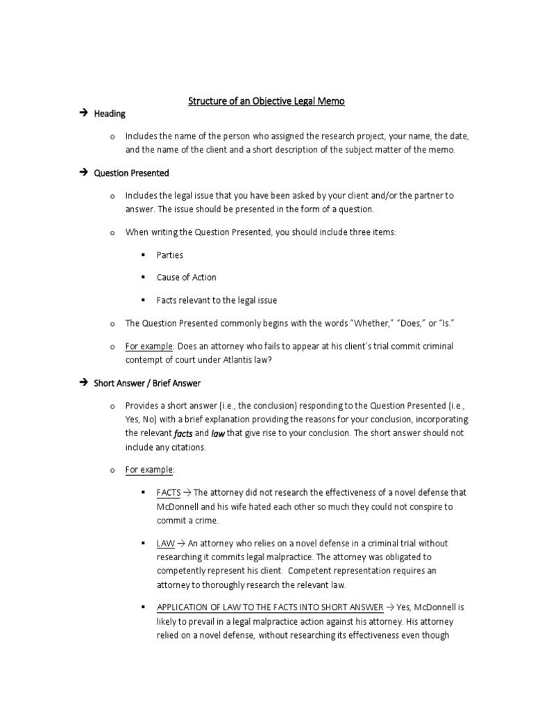 How To Write An Objective Legal Memo | Download Free PDF | Lawyer ...