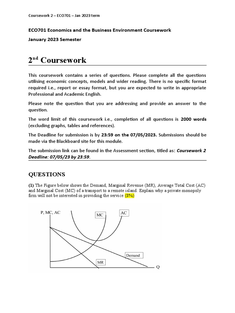 ECO701 Economics Coursework January 2023 | PDF