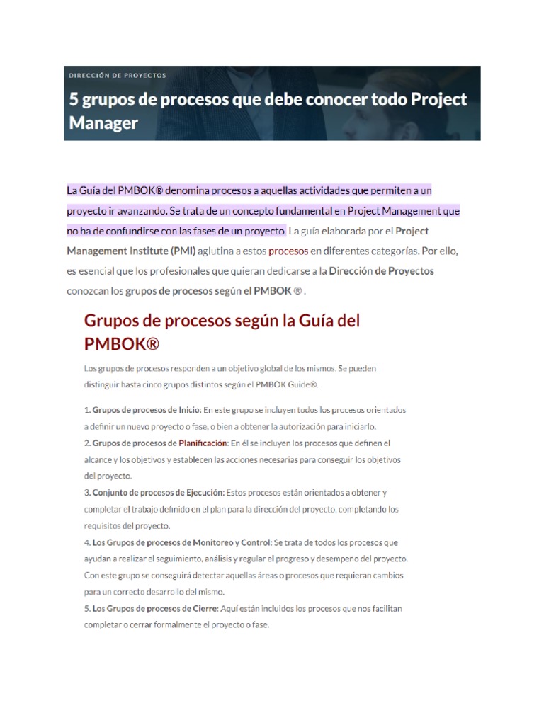 5 Grupos de Procesos Que Debe Conocer Todo Project Manager | PDF