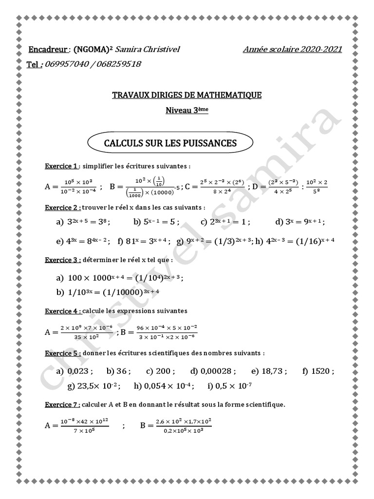 TD Maths 3eme | PDF