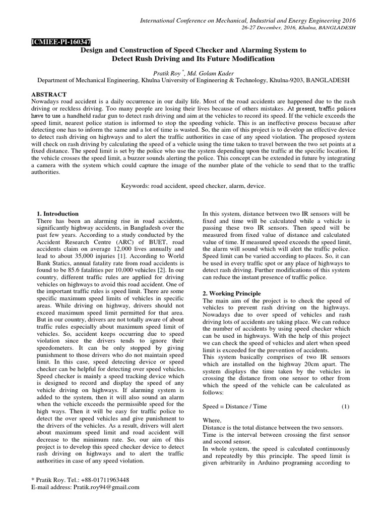 Highway Speed Checker System Design | PDF | Traffic | Speed Limit