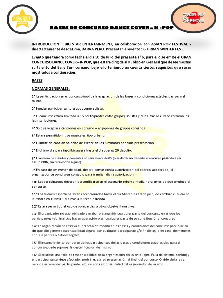 Bases de Concurso Dance Cover | PDF