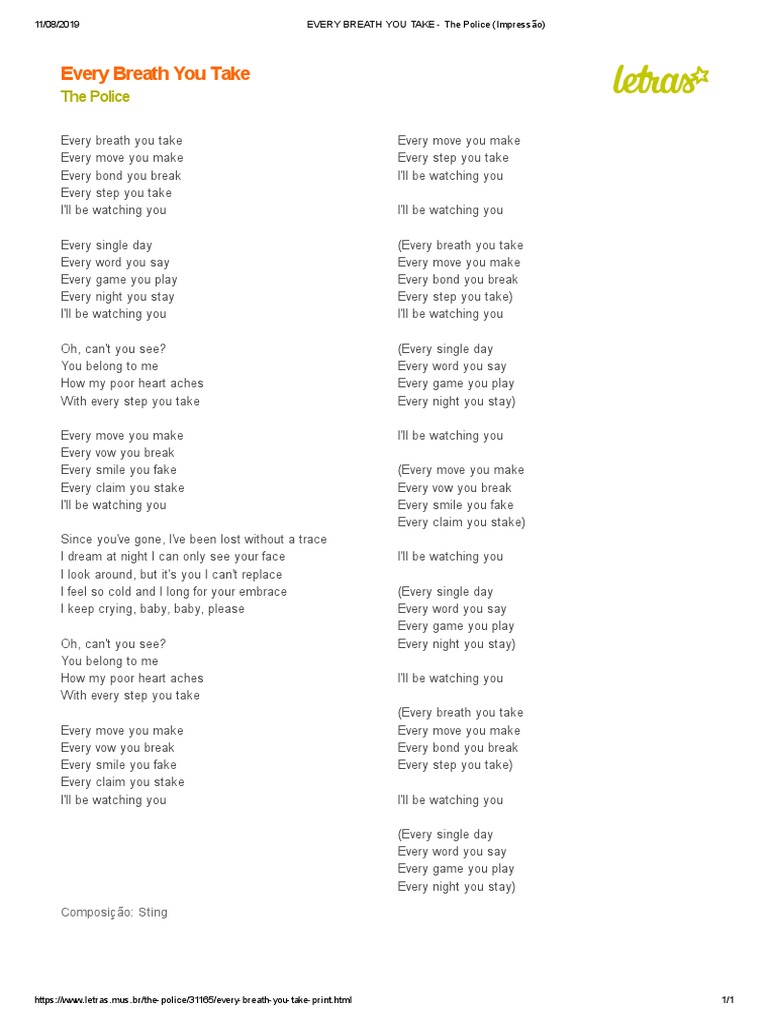 Every Breath You Take Lyrics | PDF