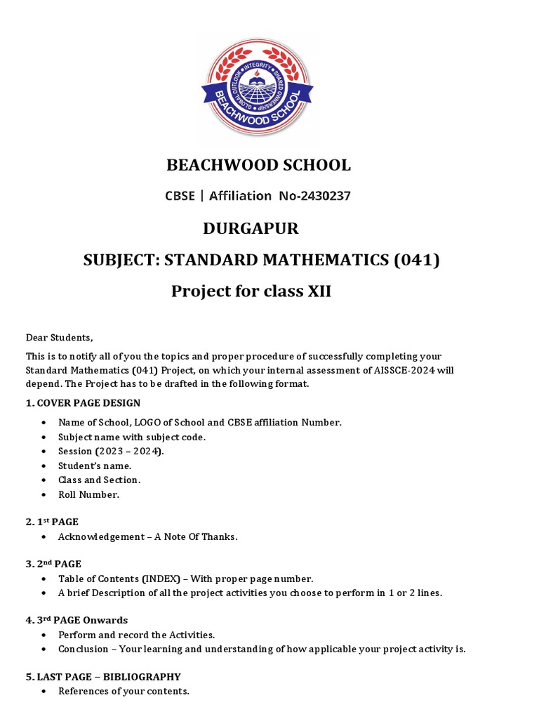 Class XII Final Standard Maths Project | PDF | Function (Mathematics ...