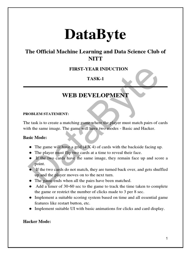 Databyte WebDev Task 1 | PDF