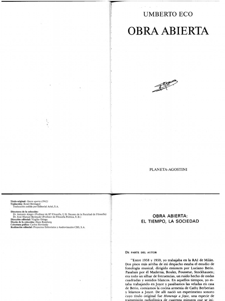 ECO, Umberto - Obra Abierta | PDF