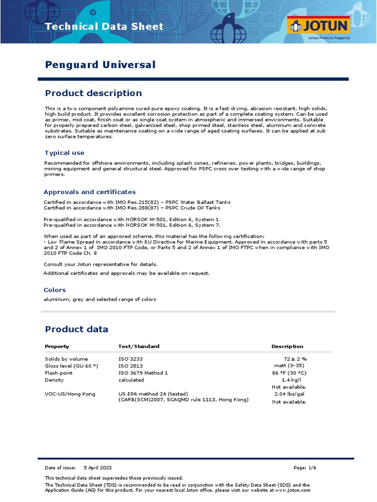 TDS 27800 Penguard Universal Eng US | PDF | Abrasive | Epoxy