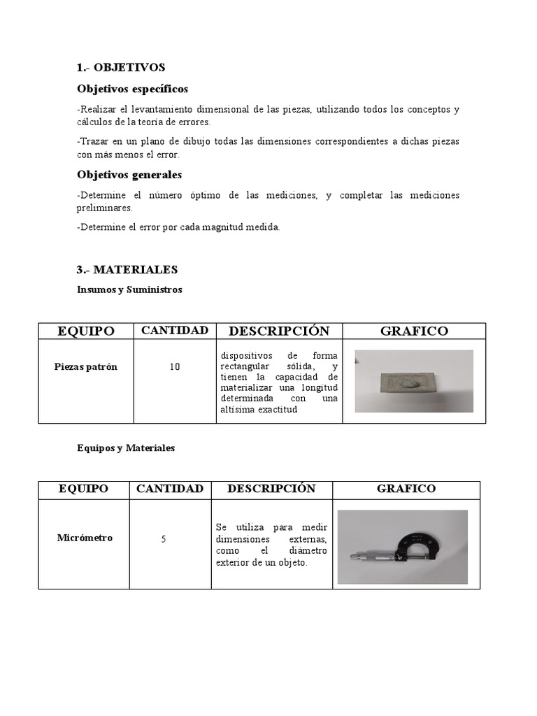 Objetivos, Materiales Labo.. | PDF