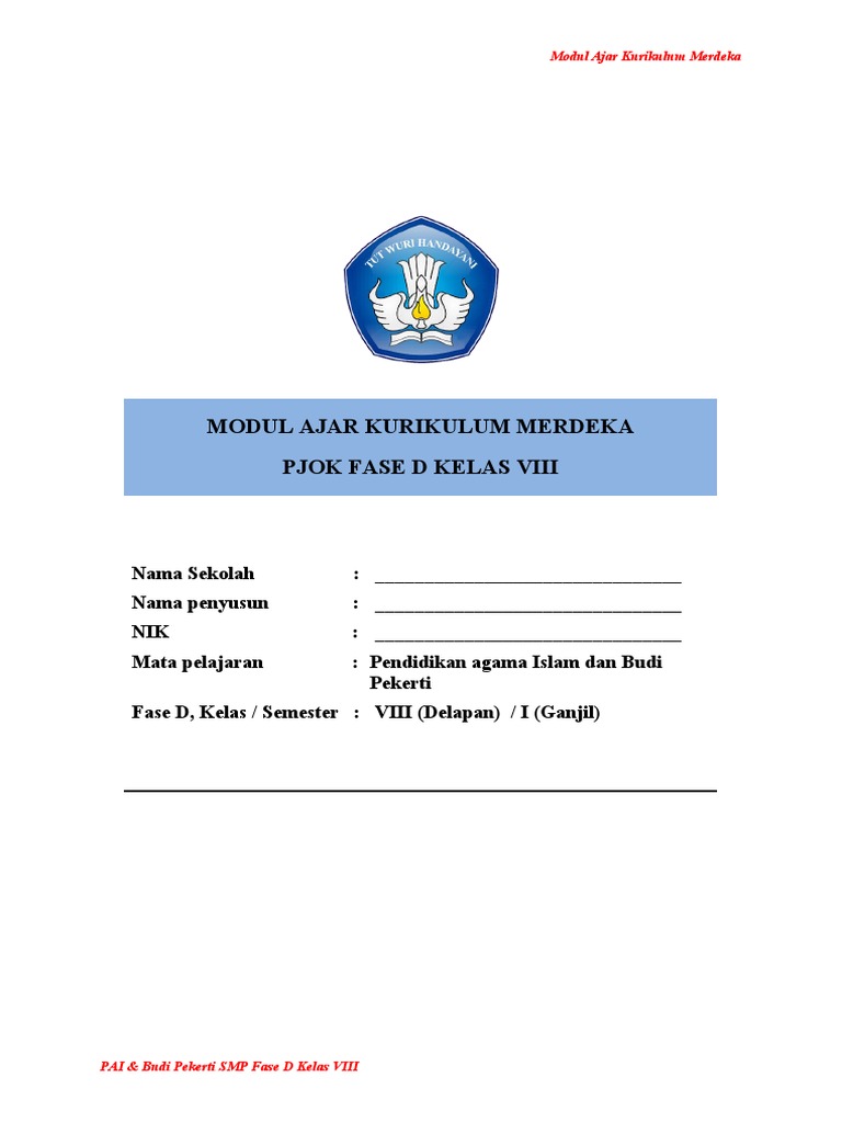 Contoh Modul Ajar Pai Kelas 8 | PDF