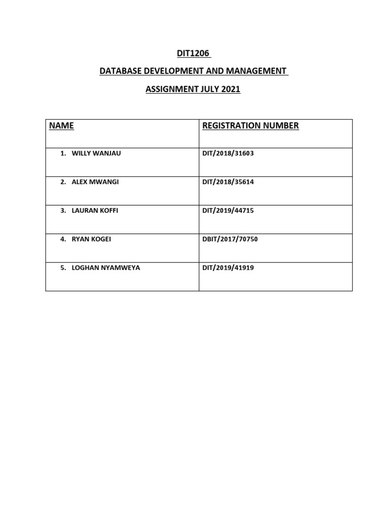 Dit1206 DDM Assignment July 2021 | PDF