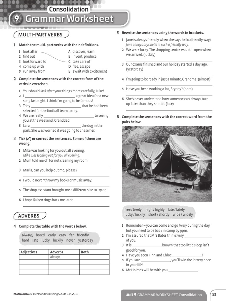 Achievers B1+ Grammar Worksheet Consolidation Unit 9 | PDF | Languages | Foreign Language Studies