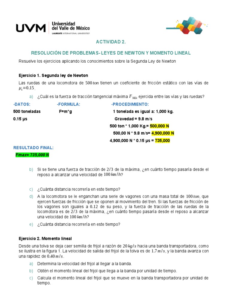 Ejer Cici Os | PDF | Fuerza | Las leyes del movimiento de Newton