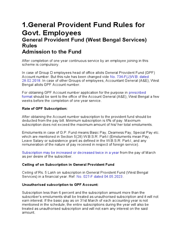 Neral Provident Fund Rules For Govt. Employees | PDF | Expense ...