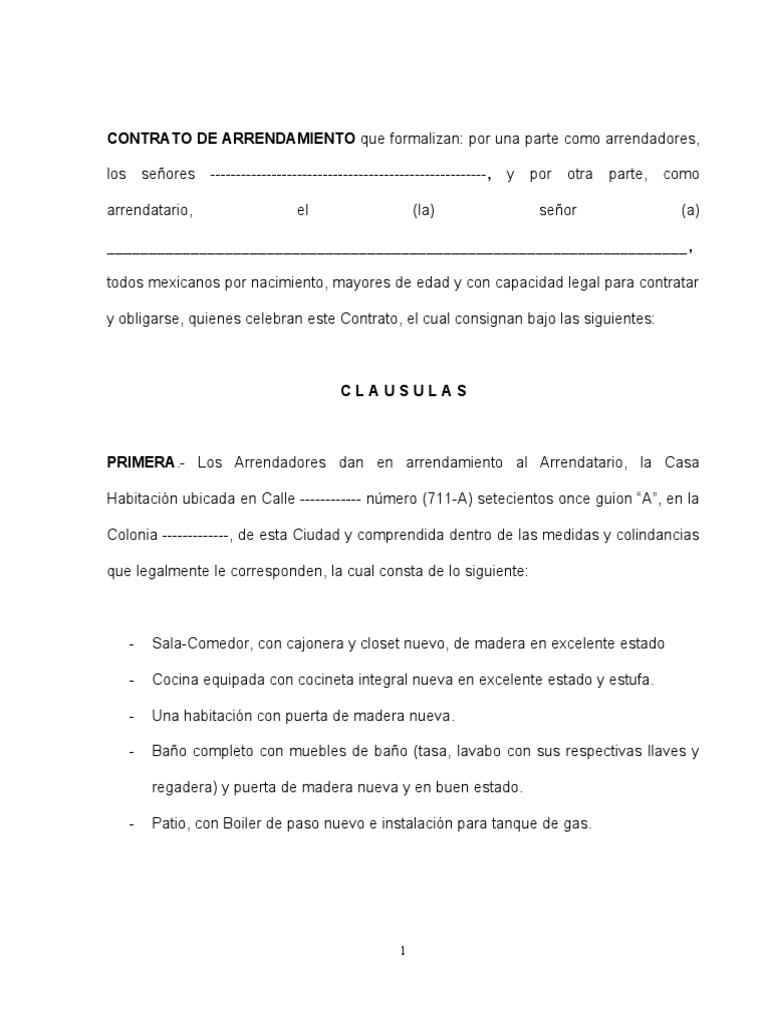 Contrato de Renta X | PDF