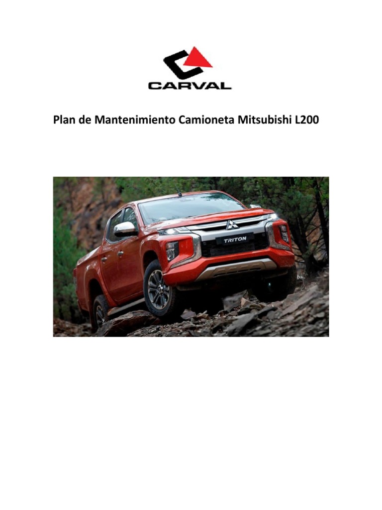 Plan de Mantenimiento Mitsubishi L200 | PDF | Coche | Industria automotriz