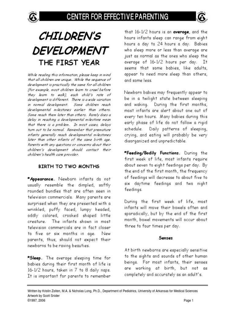 Development The First Year | PDF | Infants | Senses