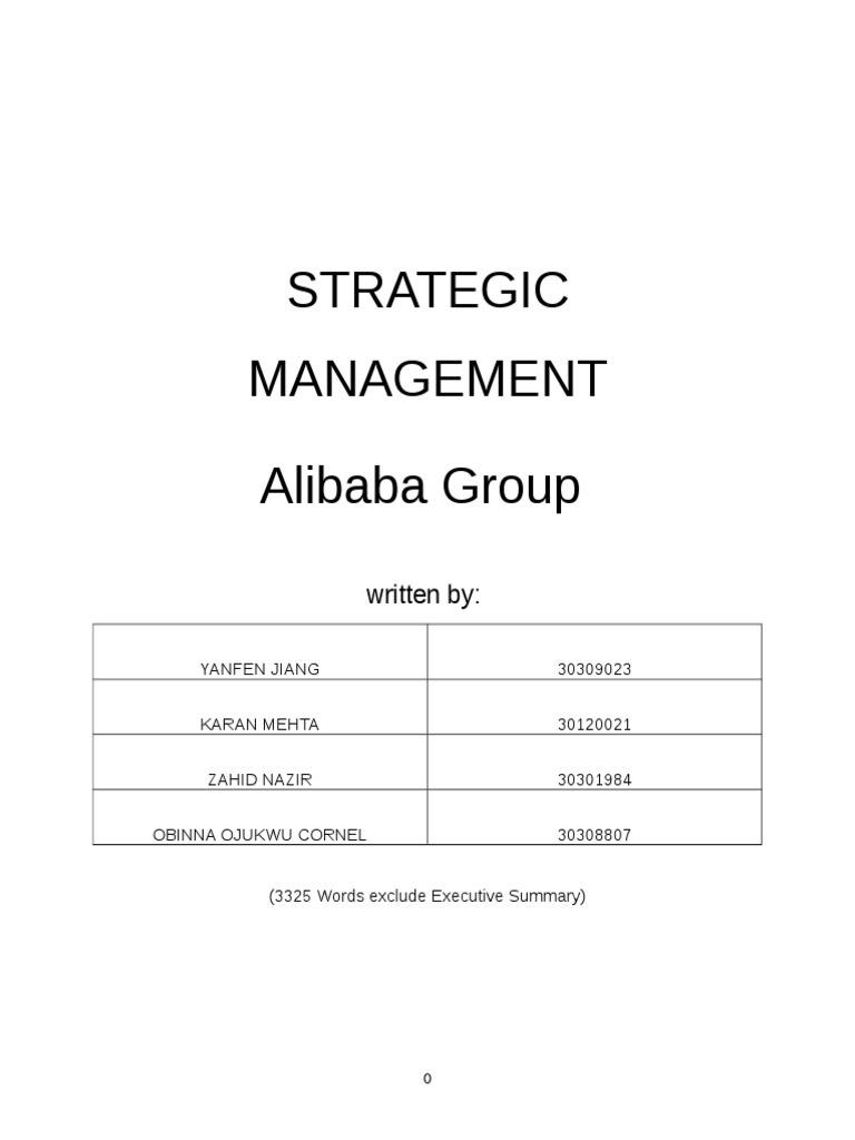 Alibaba Group Strategic Management Group Assignment | PDF | Alibaba ...