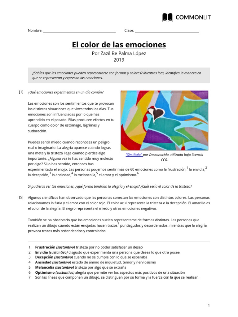 El Color de Las Emociones-Teacher-12 | PDF | Las emociones | Temor