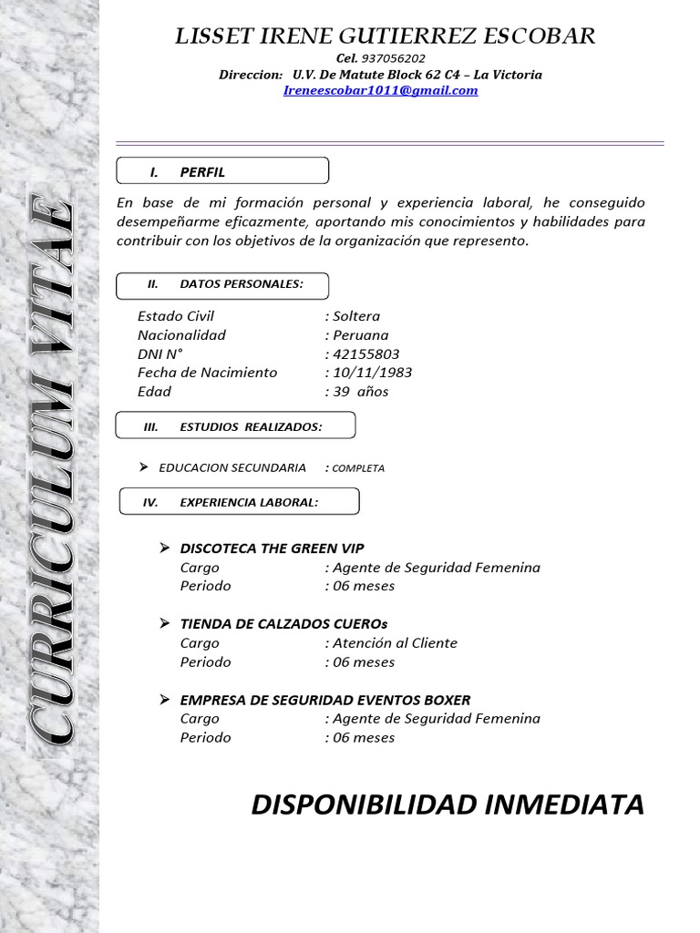CV Lisset Irene Gutierrez Escobar | PDF