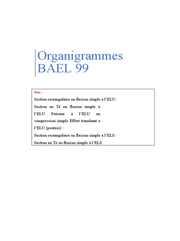 Organigrammes BAEL 99 pour dimensionnement | PDF | Flexion (matériau ...
