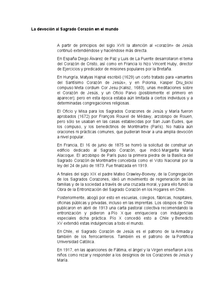 Historia de la Devoción al Sagrado Corazón | PDF | eucaristía | Iglesia ...