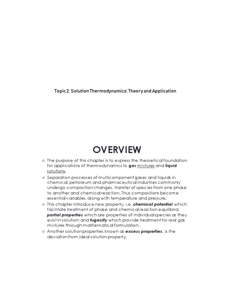 Solution Thermodynamics Overview | PDF | Chemical Equilibrium ...