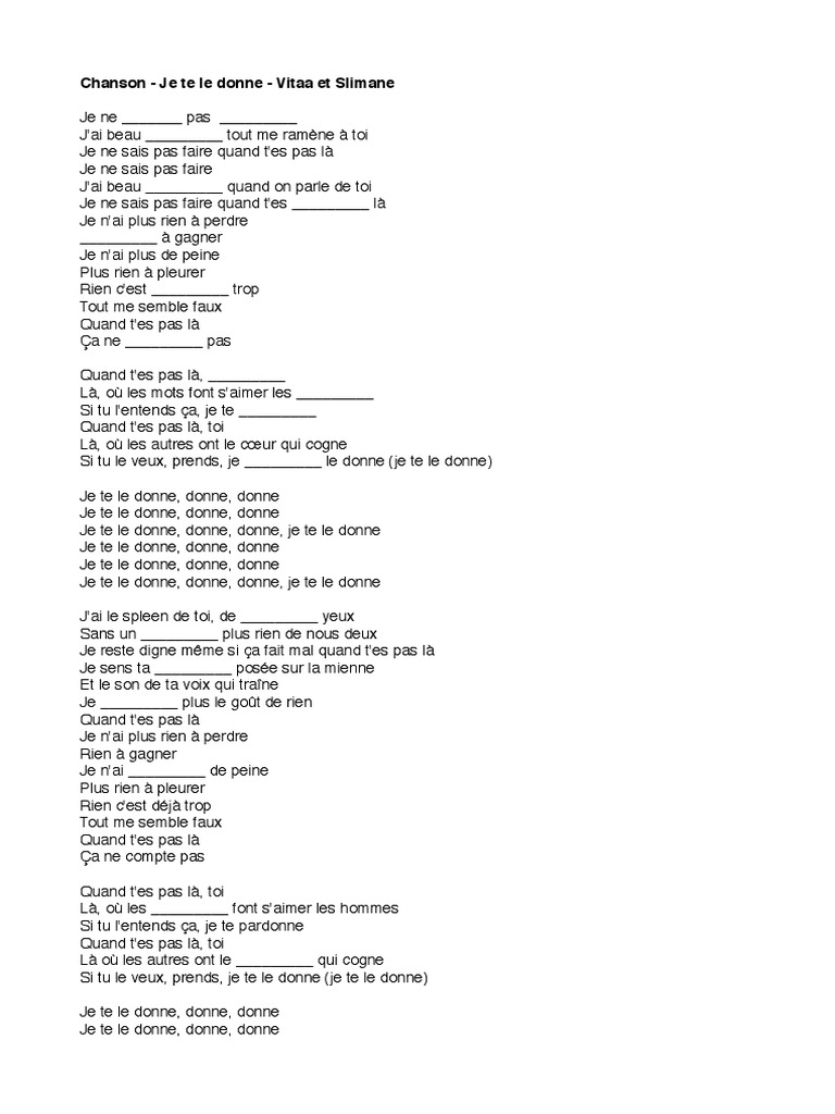 Chanson - Je Te Le Donne - Swathi | PDF