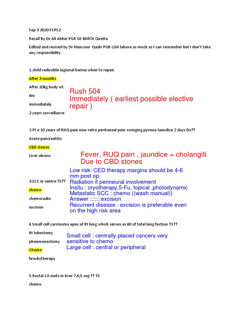 FCPS2 Pak Gen Surg Sept 2020 | PDF