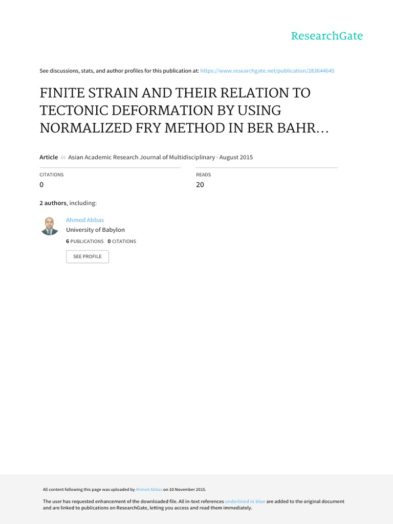 Finite Strain and Their Relation To Tectonic Deformation Byusing ...