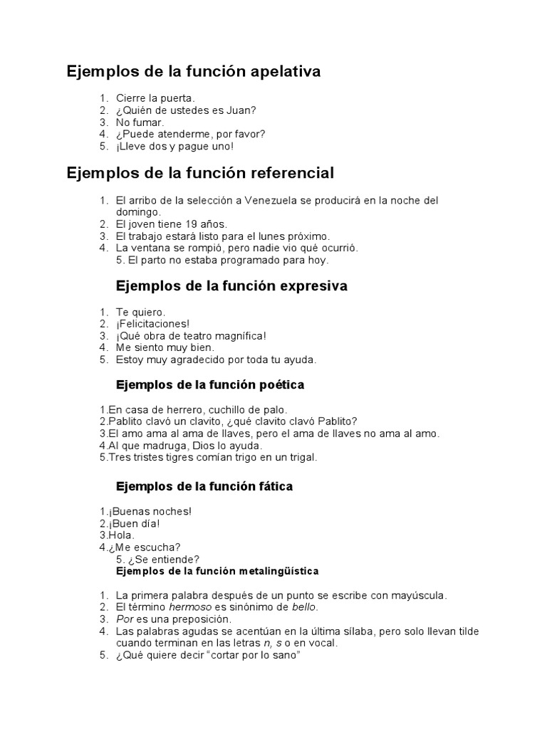 Ejemplos de la función apelativa | PDF