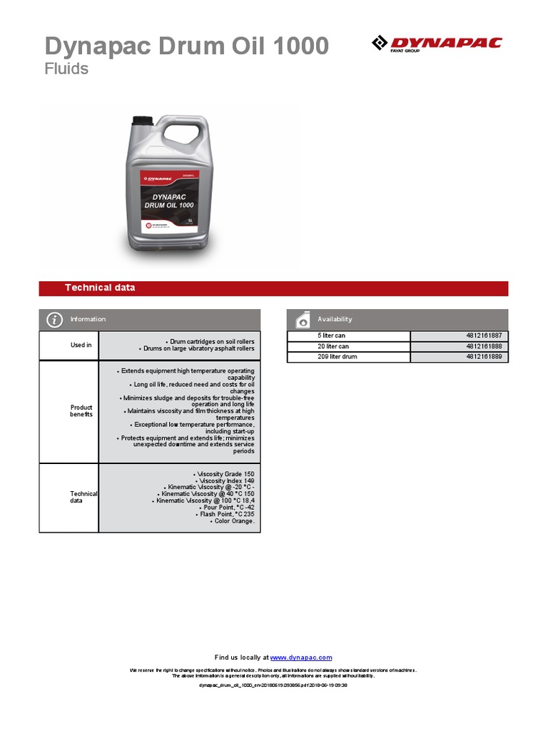 Dynapac Drum Oil 1000 En-20180619.093856 | PDF