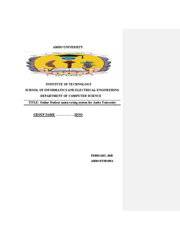 Ambo University Awaro Campus Online Student Union Voting System1244 ...
