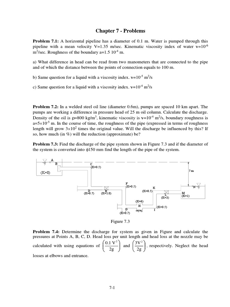 Boru Hidroliği - Chapter 7 - Problems | PDF | Pump | Viscosity