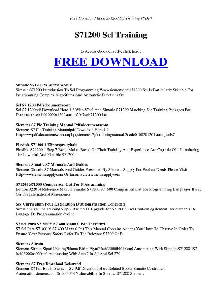 s71200 SCL Training | PDF | Office Equipment | Siemens