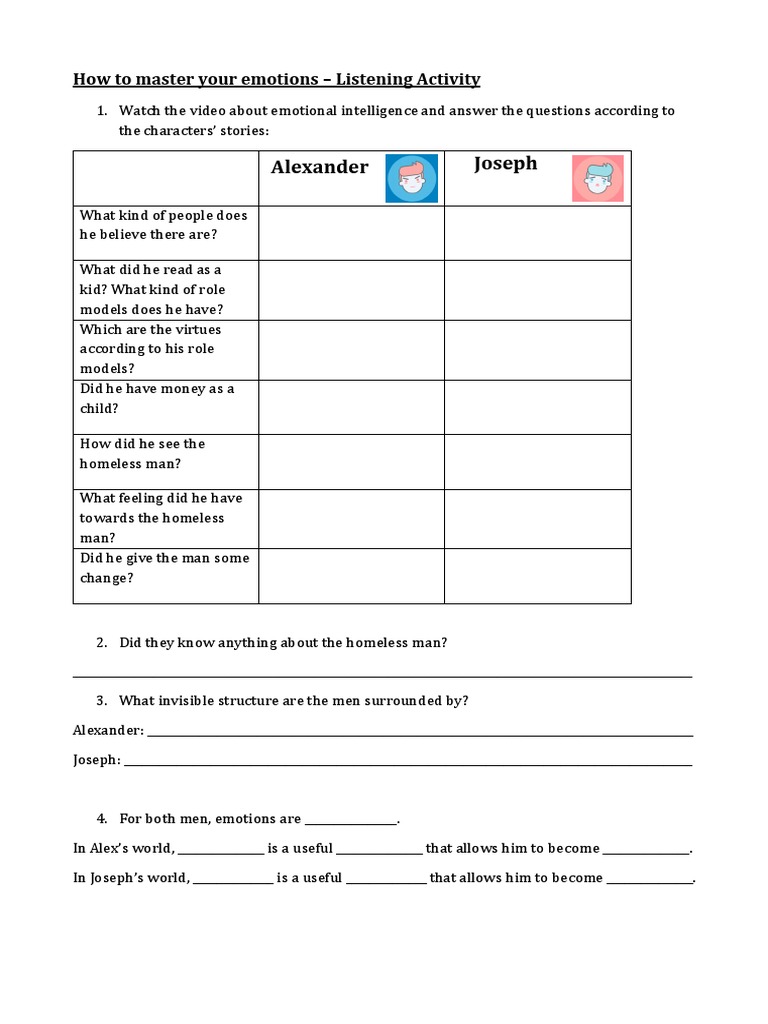 How To Master Your Emotions - Listening Activity - B1 | PDF | Psychology