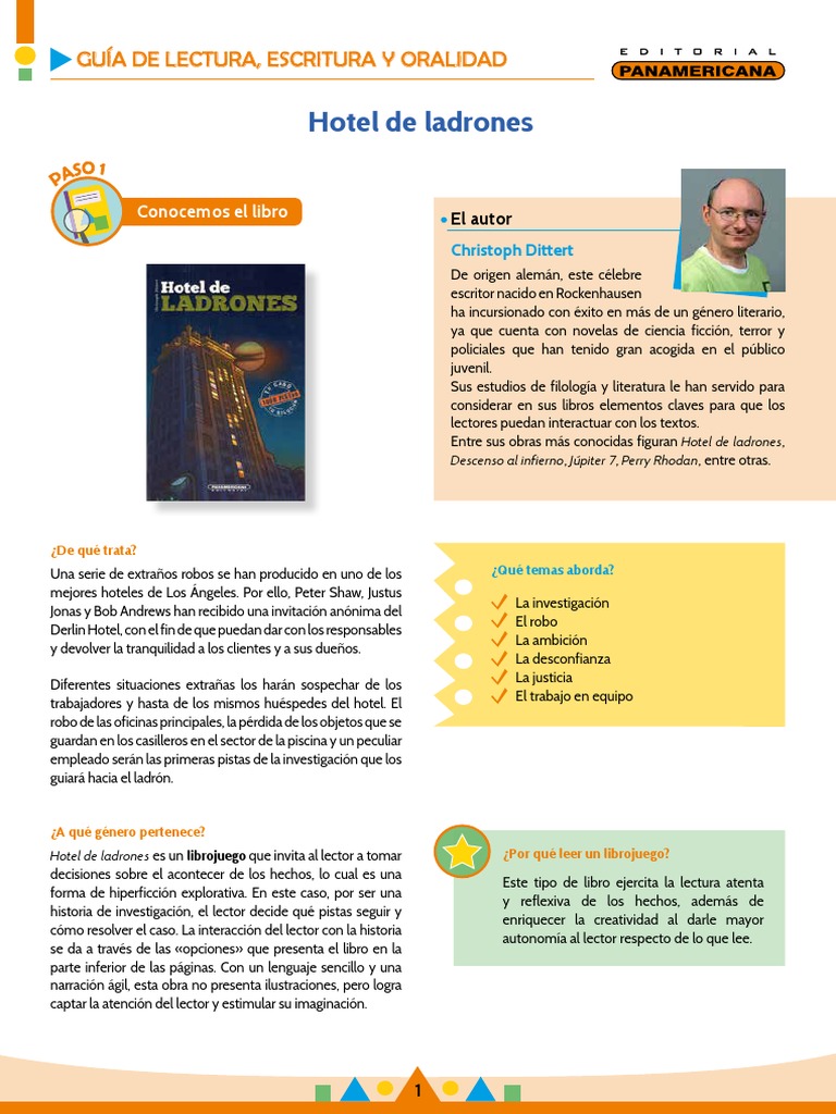 GUIA DE LECTURA Hotel de Ladrones | PDF | Comunicación humana | Escritura