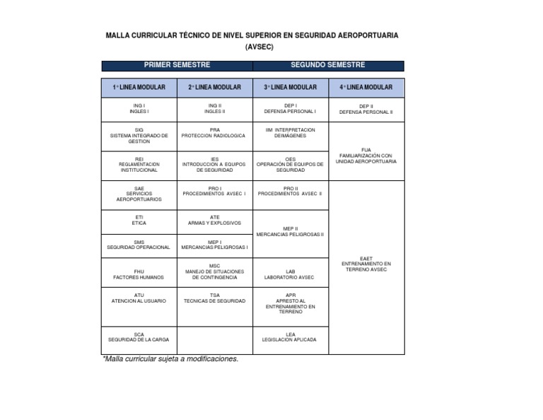 Malla Curricular Avsec | PDF