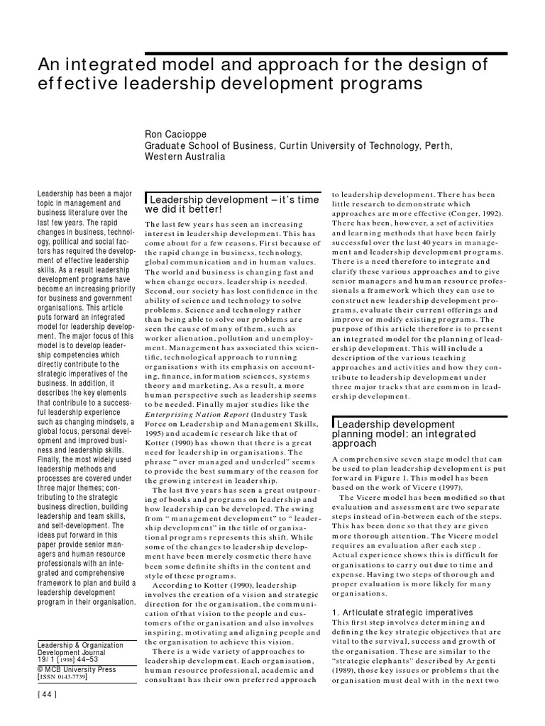 Integrated Leadership Development Model | PDF | Leadership | Experience