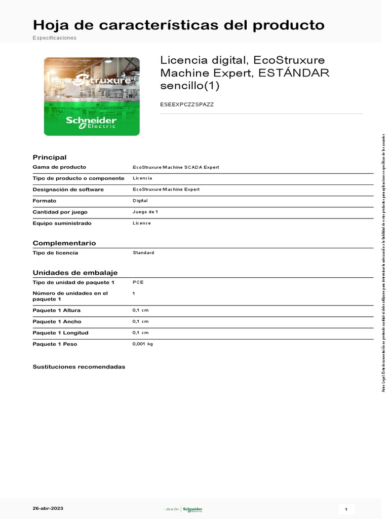 EcoStruxure Machine Expert (SoMachine) - ESEEXPCZZSPAZZ | PDF
