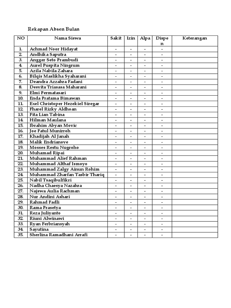 Absen Desember | PDF