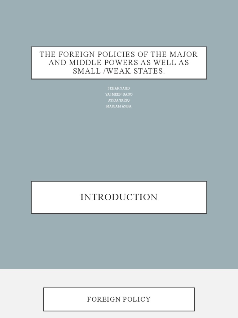 Foriegn Policy of Middle Powers and Great Powers | PDF | Foreign Policy ...