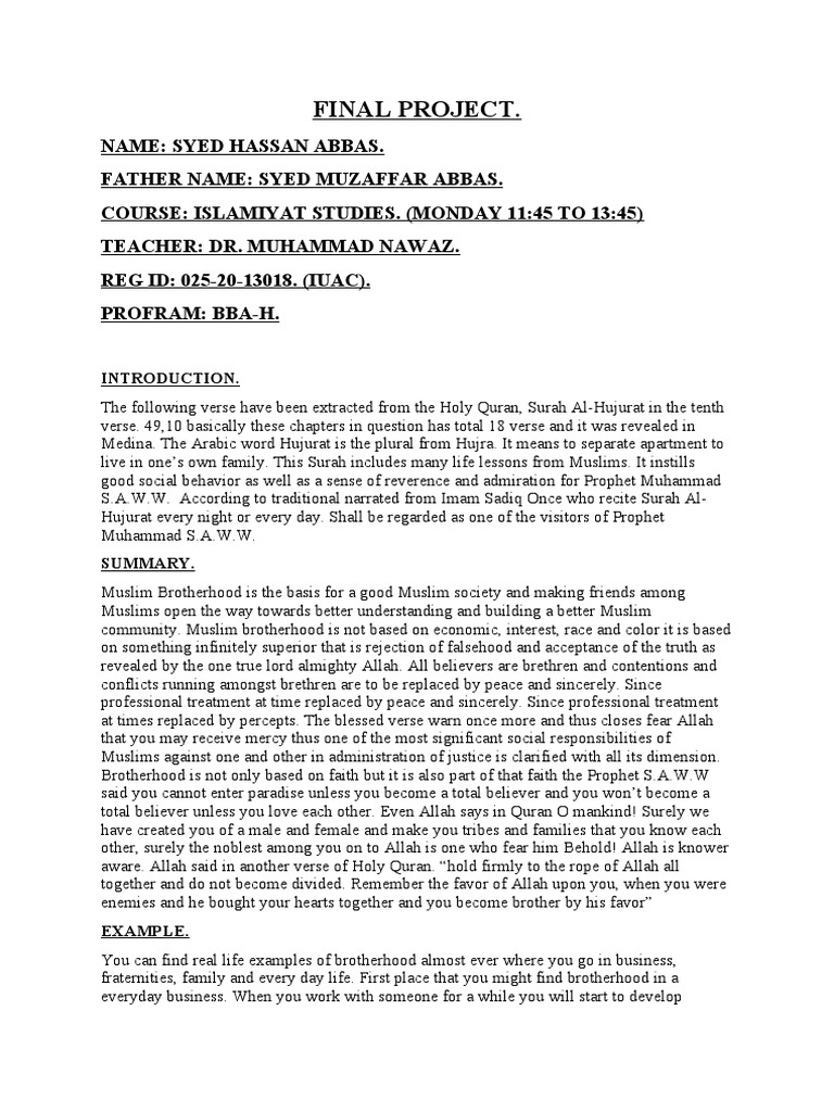 Final Project Isl Hassan Abbas. | PDF