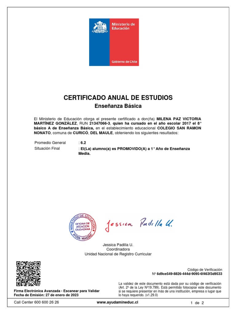 Certificado 8 Basico | PDF