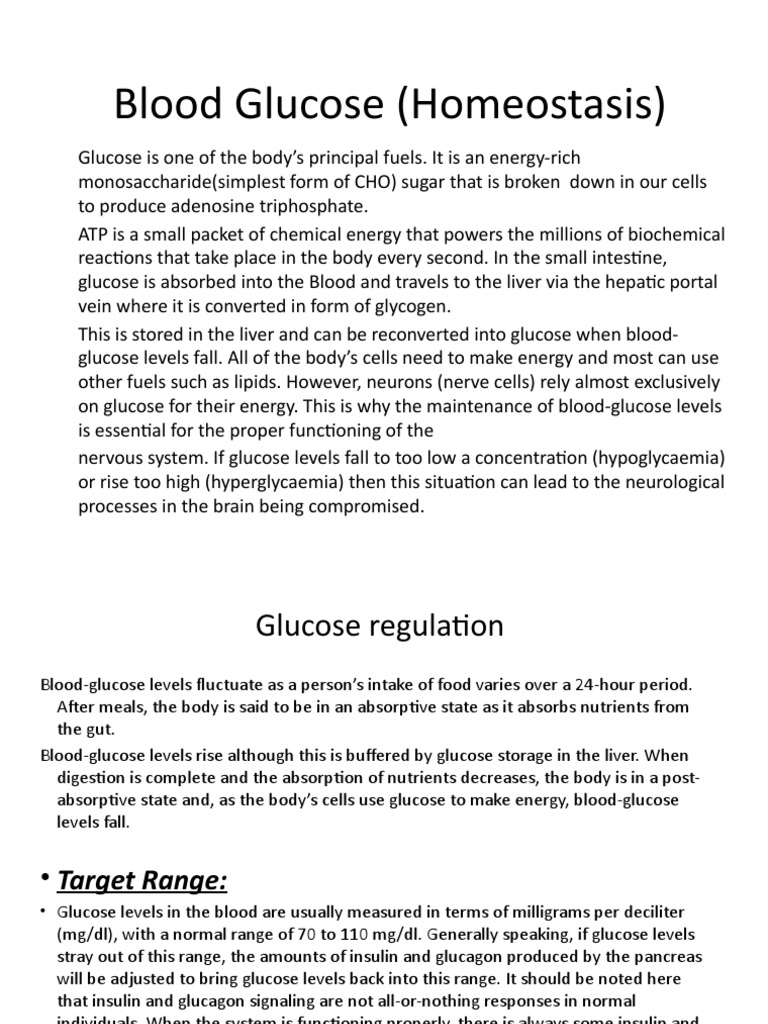 Blood Glucose (Homeostasis) | PDF | Insulin | Diabetes