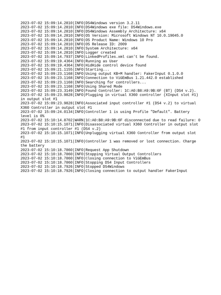 Ds4windows Log | PDF