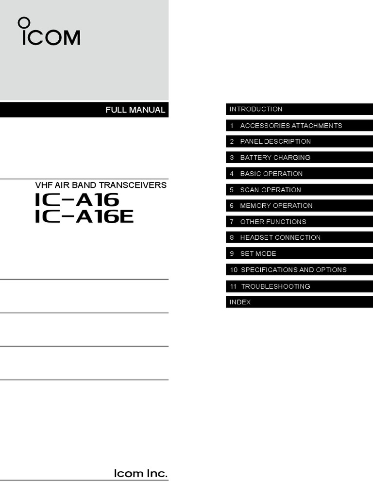Airband - IC-A16 Instruction Manual | PDF