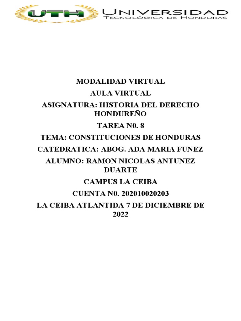 Tarea N0. 8 Constituciones | PDF