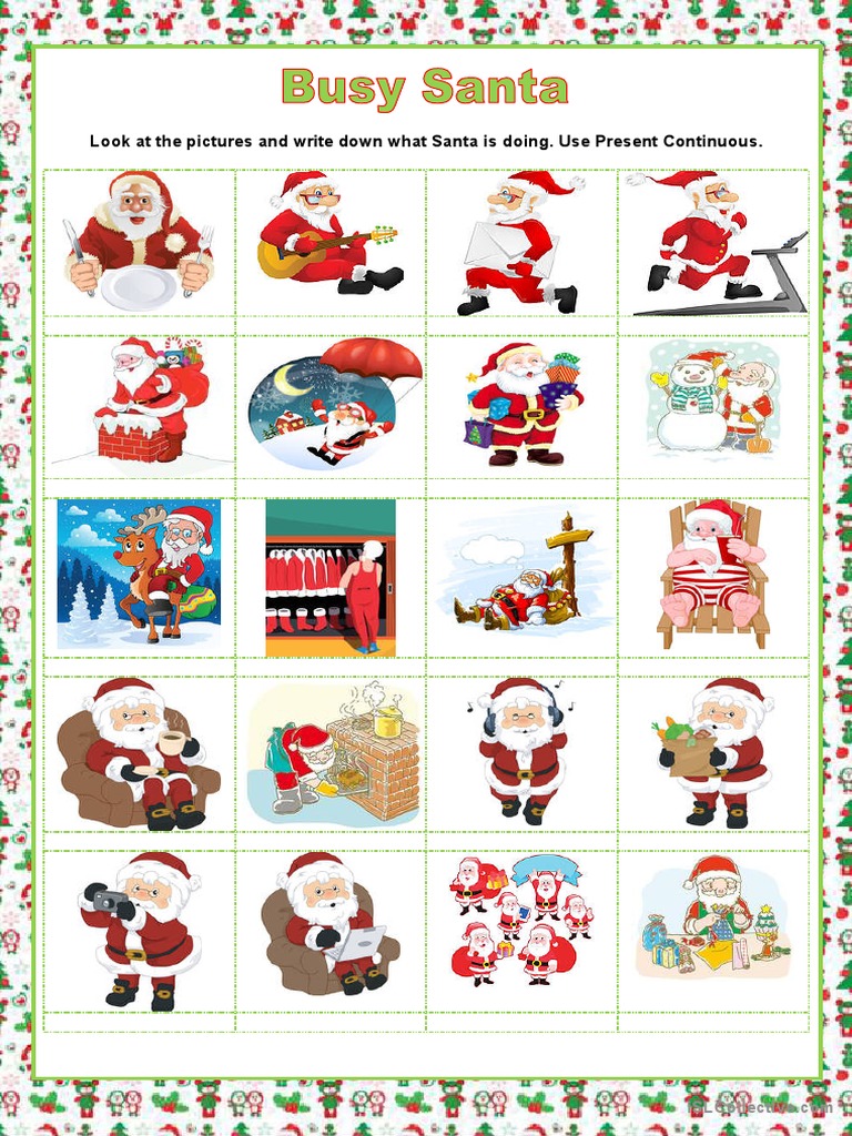Present Continuous - Christmas - BUSY SANTA | PDF