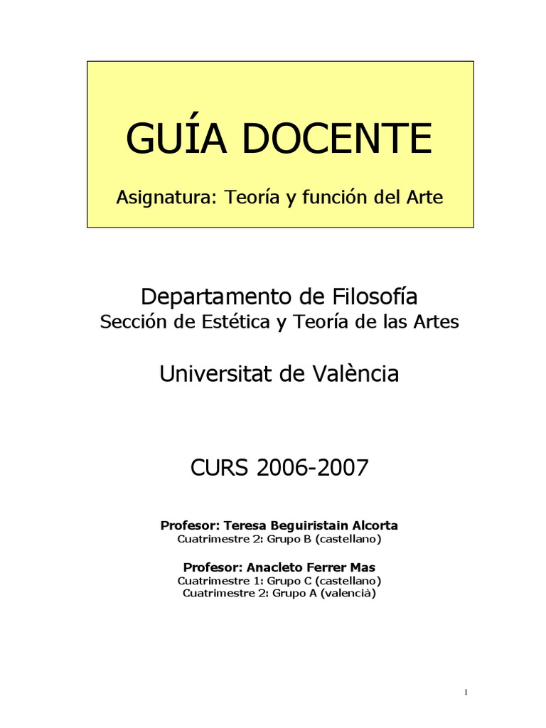 Guía Docente | PDF